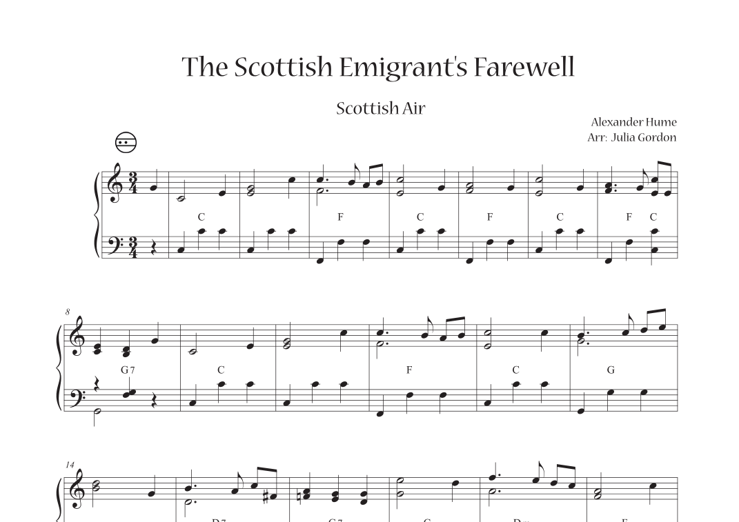 The Scottish Emigrant's Farewell (arr. Julia Gordon) by Alexander Hume ...