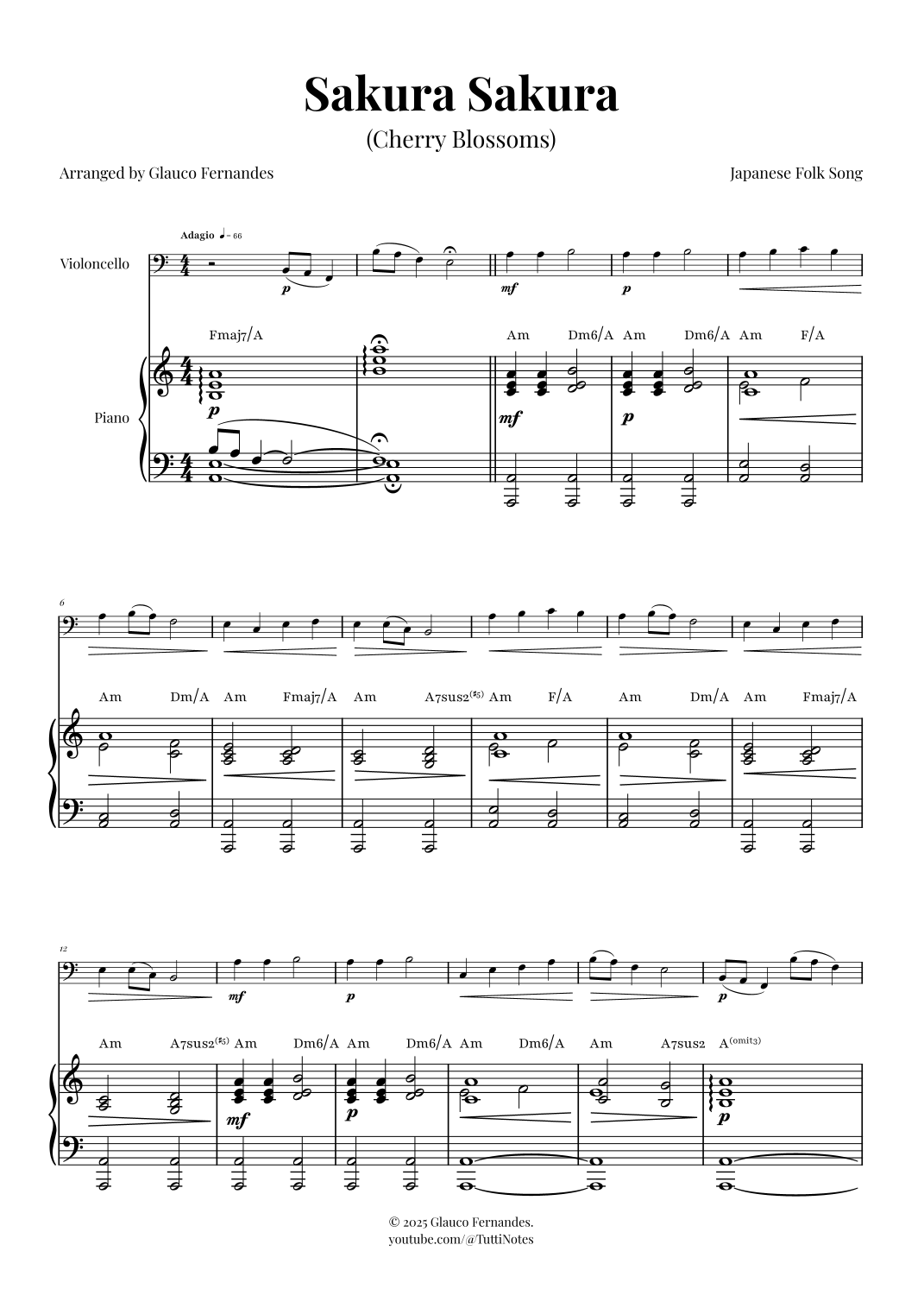 Sakura Sakura (Cherry Blossoms) (arr. Glauco Fernandes) by Japanese ...