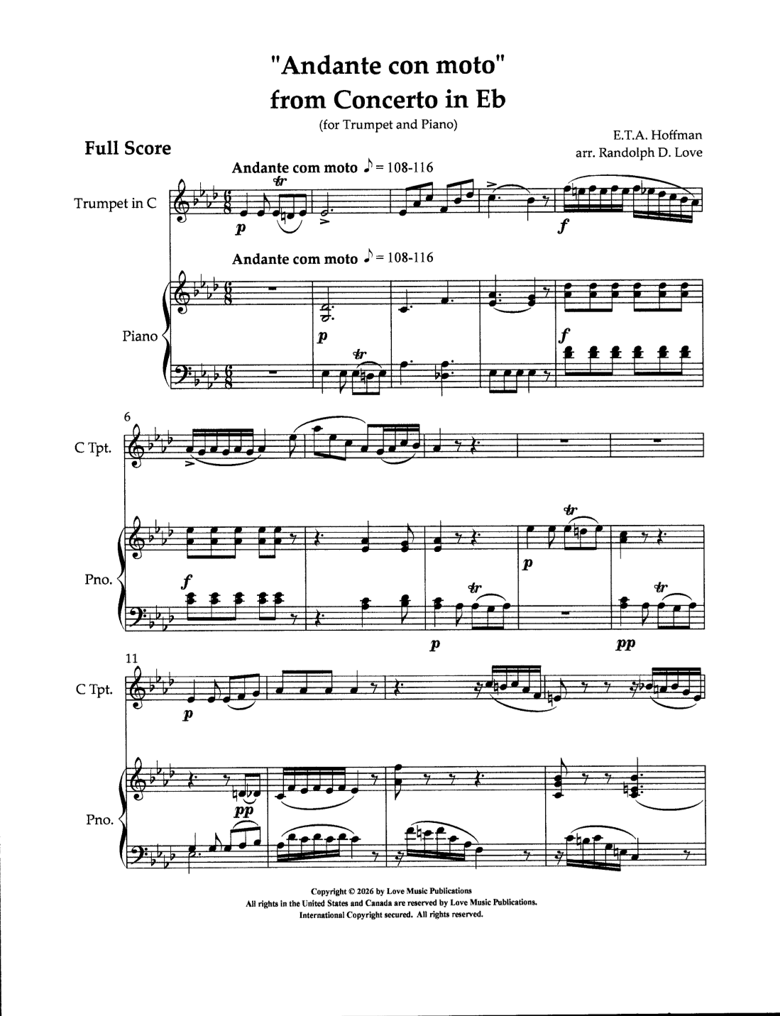 "Andante con moto" from Concerto in Eb (arr. Dr. Randolph D. Love) by E ...