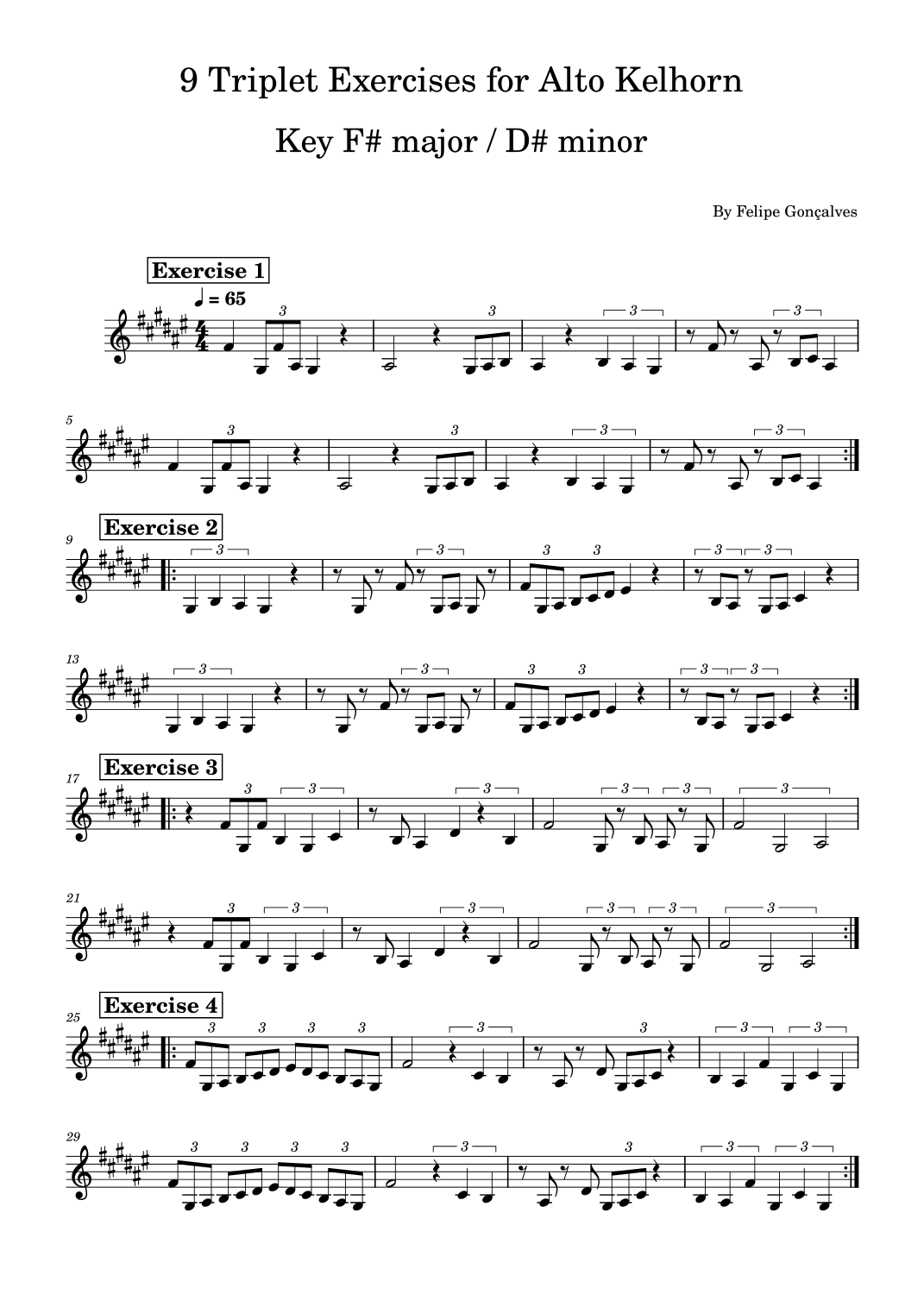 9 Triplet Exercises for Alto Kelhorn by Felipe Gonçalves Sheet Music ...