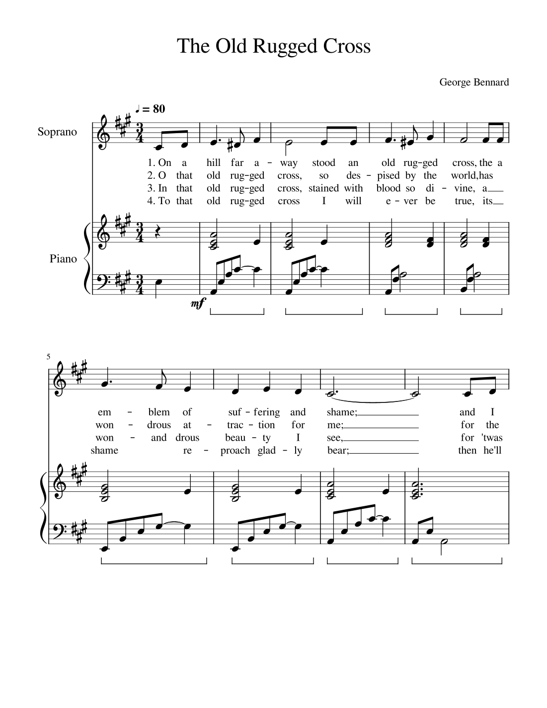 The Old Rugged Cross (Soprano & Piano - Key of A) (arr. Anderson Branco ...
