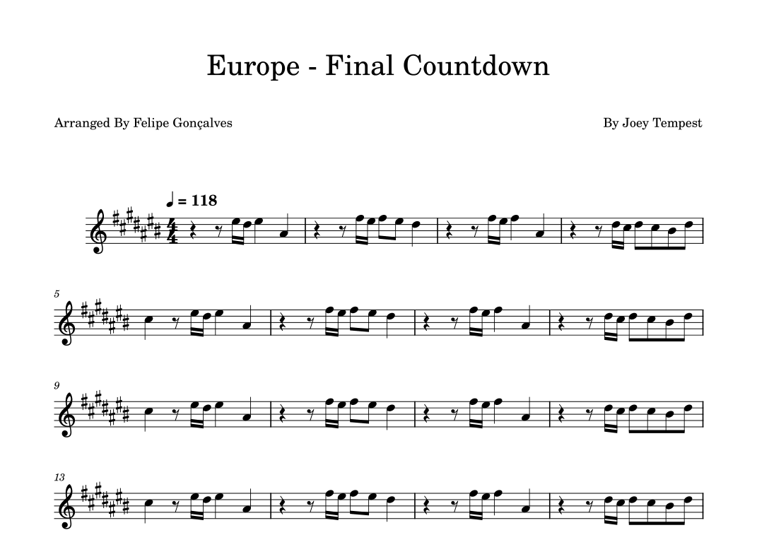 Final Countdown (arr. Felipe Gonçalves) by Europe Sheet Music for Organ ...