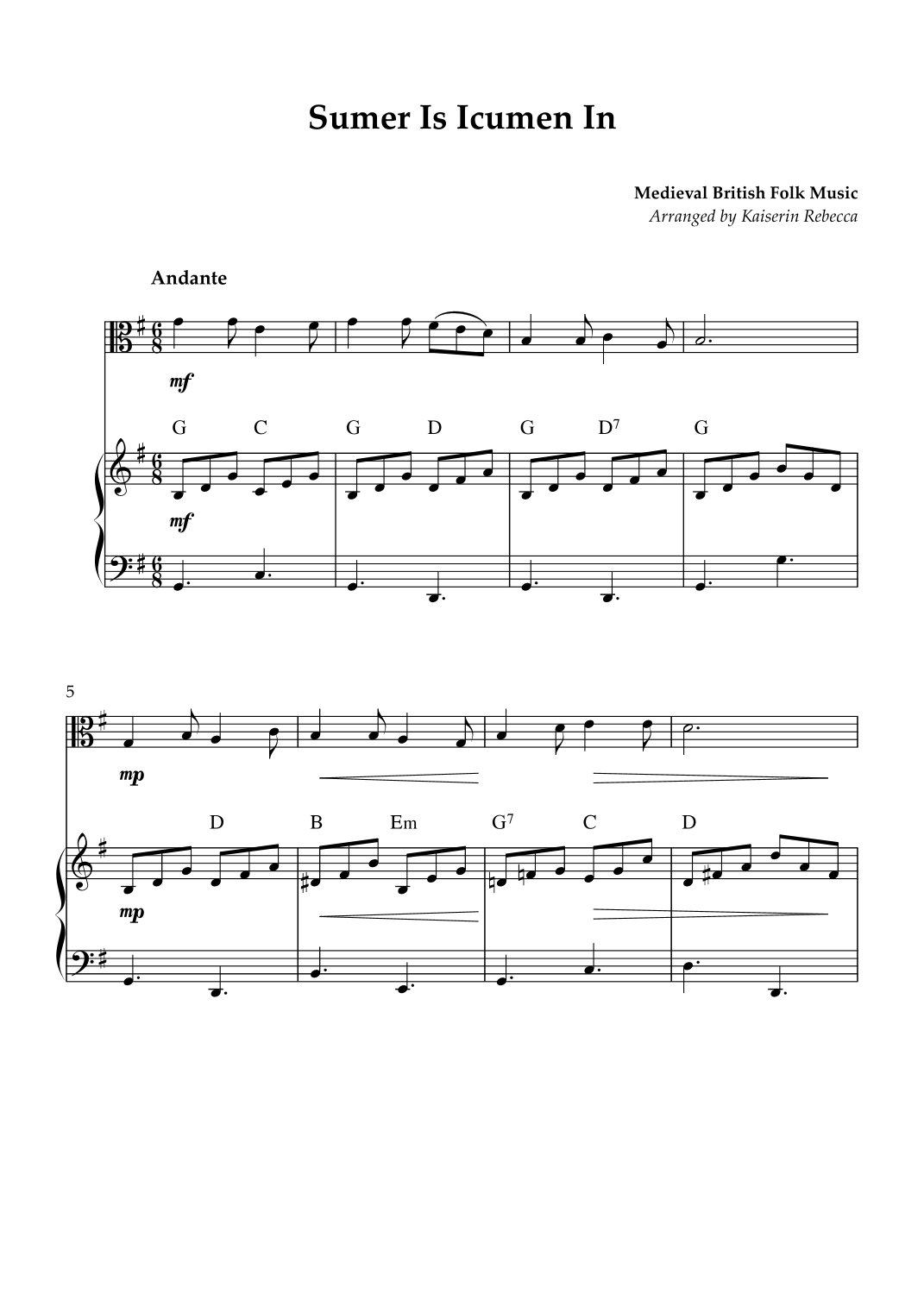 Sumer Is Icumen In (arr. Kaiserin Rebecca) by Medieval British Folk ...
