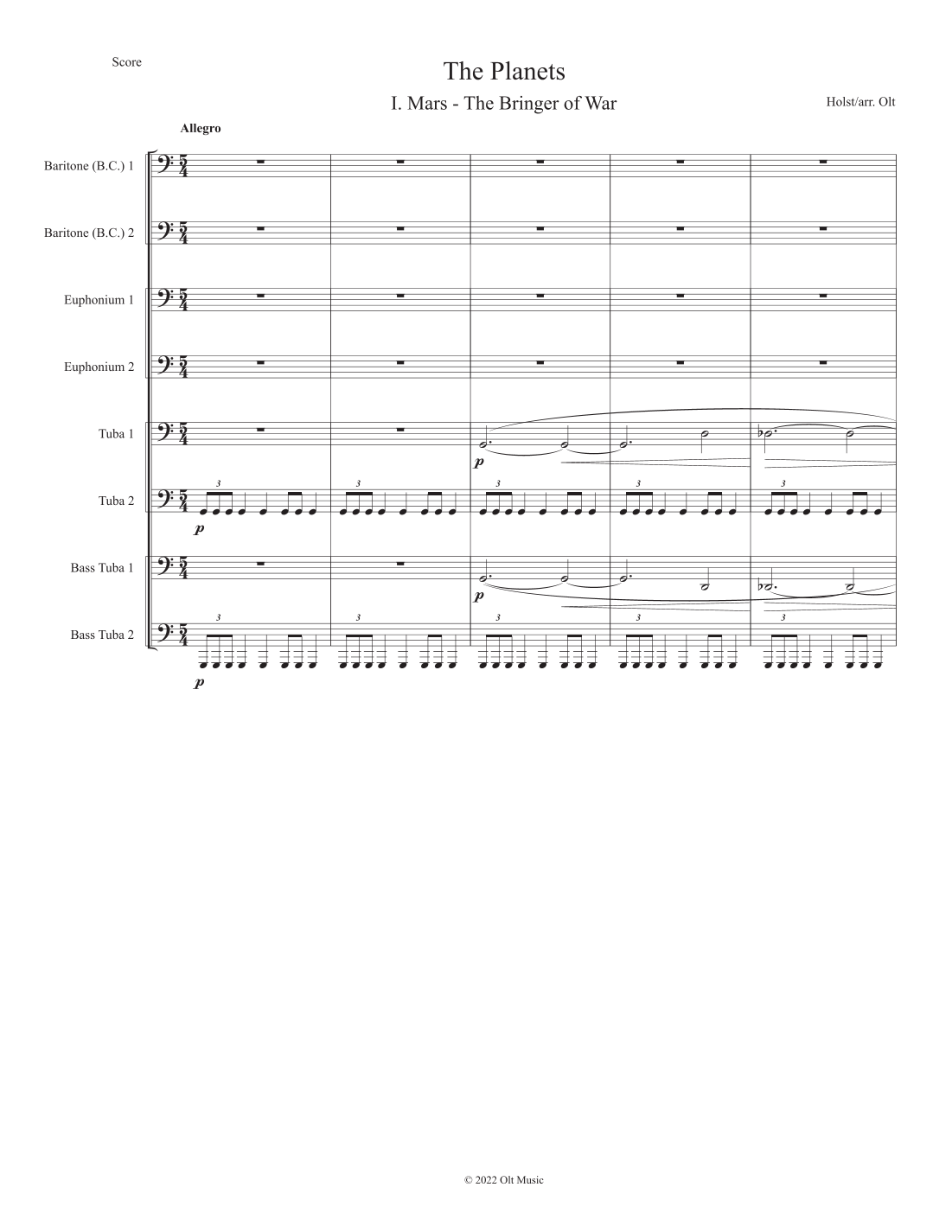 Mars the Bringer of War from The Planets (arr. Tim Olt) by Gustav Holst ...