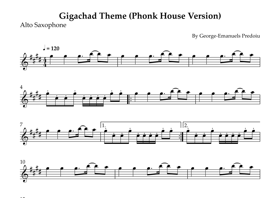 Gigachad Theme (Phonk House Version) (arr. Wesley S. SIlva by G3ox Em ...