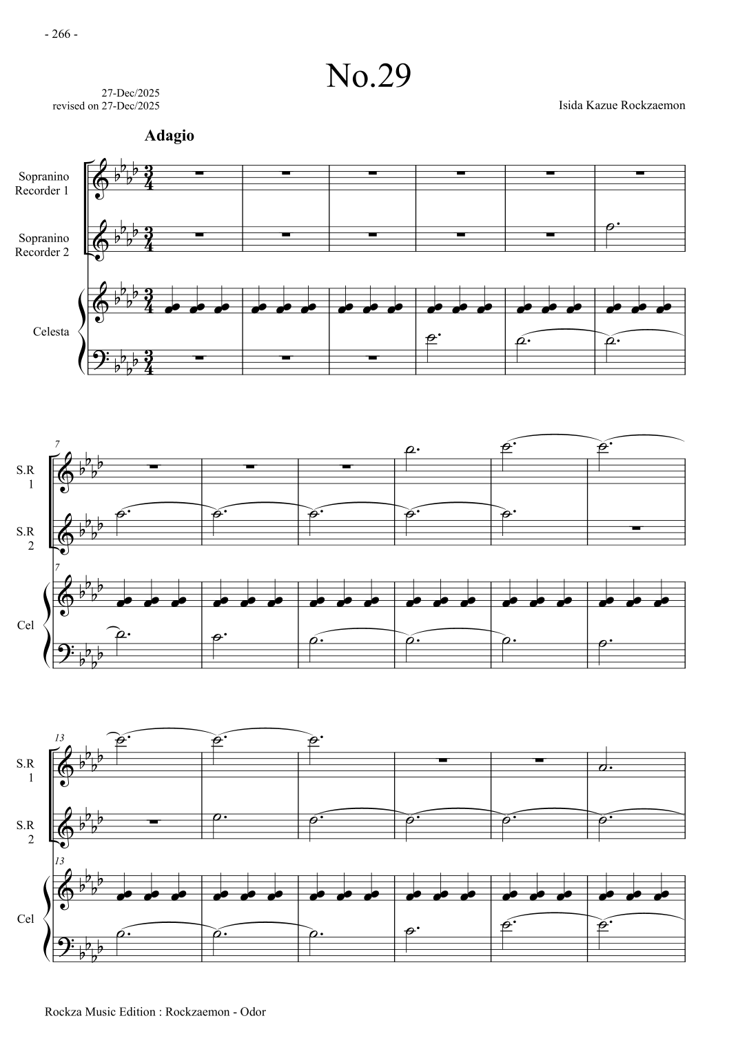 Prelude for 2 Sopranino recorders and Celesta, "Odor" No.29 by Isida ...