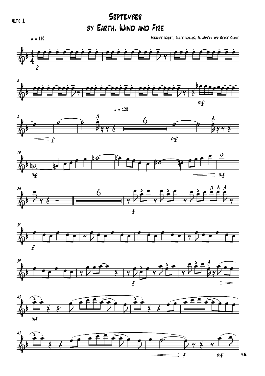 September (arr. Geoff Cloke) by Earth, Wind & Fire Sheet Music for ...