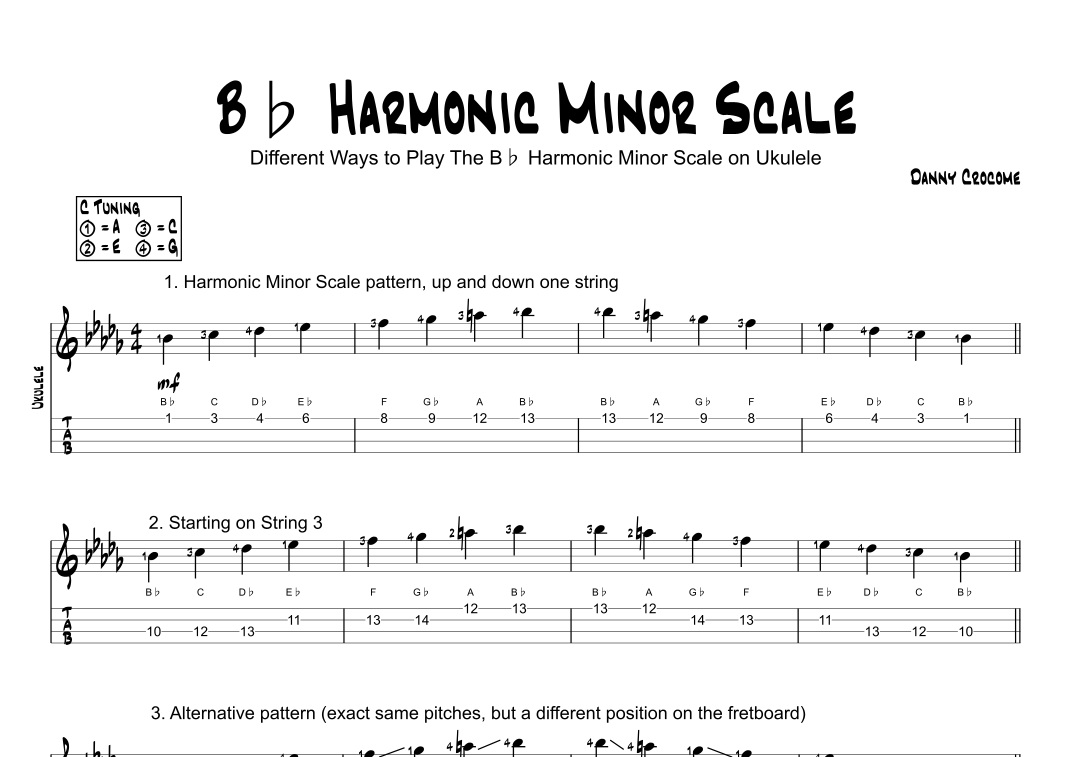 Bb Harmonic Minor Scale for Ukulele (Different Ways to Play) by ...