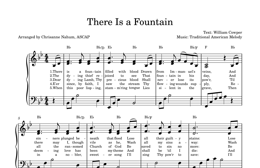 There Is A Fountain (arr. Chrisanne Nahum, ASCAP) by Text: William ...
