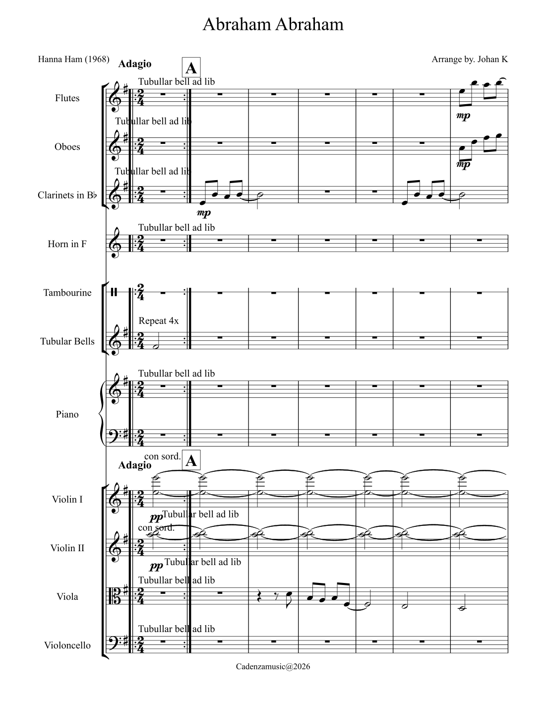 Abraham Abraham – Hanna Ham (1968) | Easy Ensemble Arrangement (arr ...