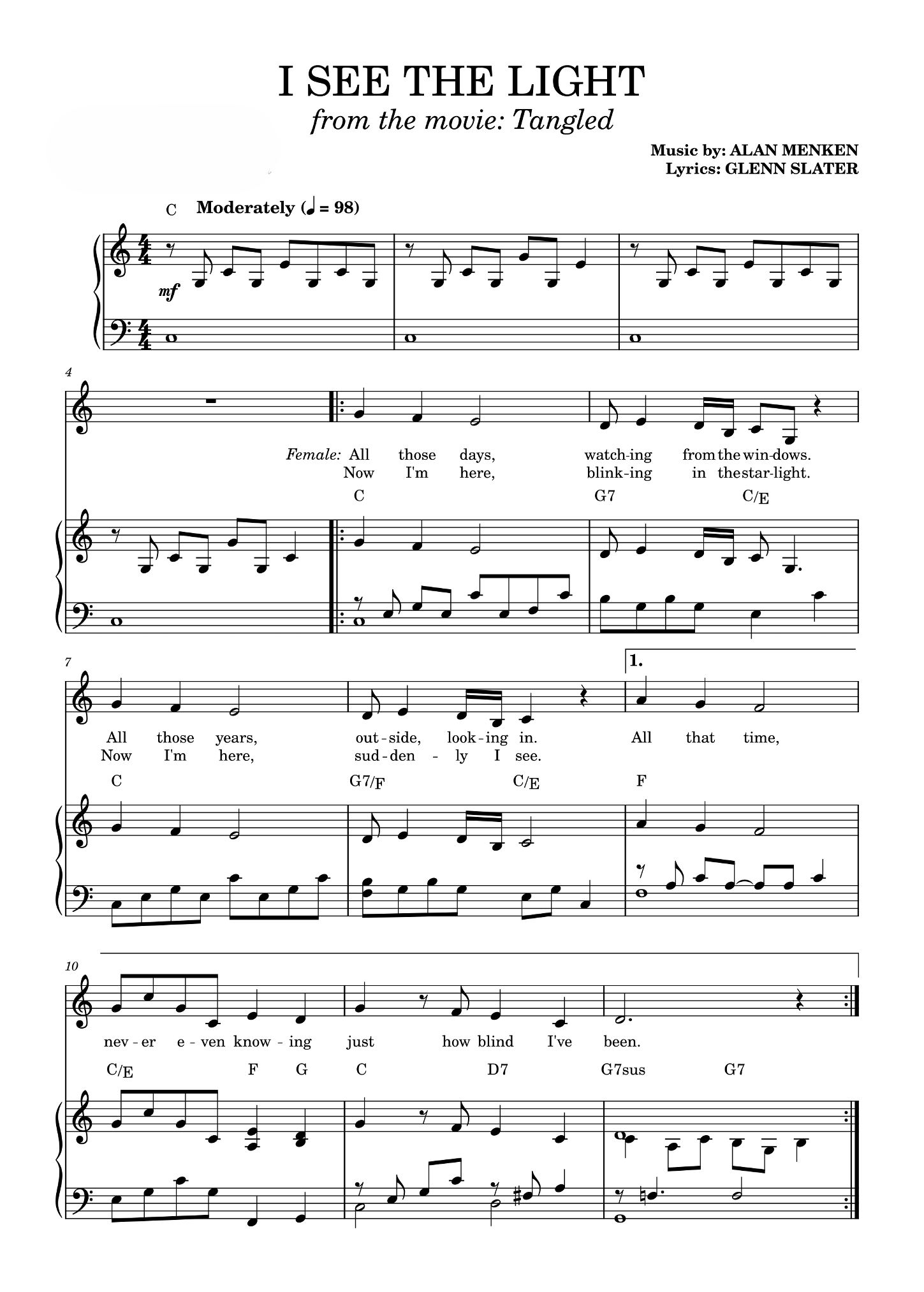 I See The Light (arr. Iván Díaz) by Glenn Slater Sheet Music for Piano ...