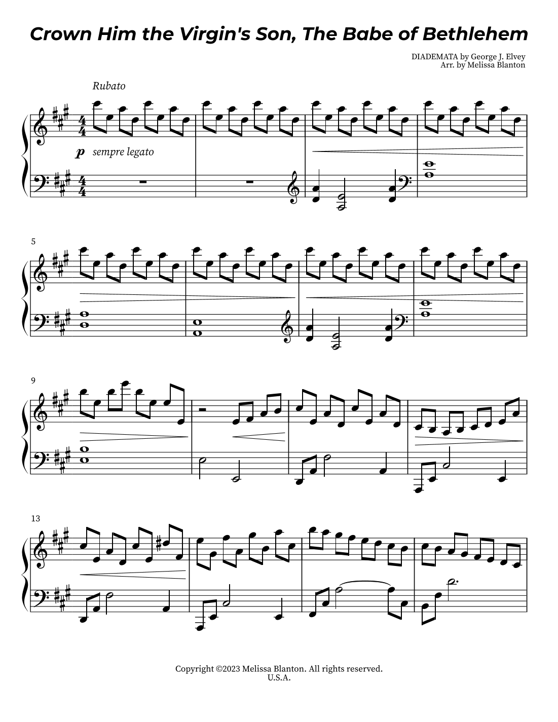 Crown Him the Virgin's Son, the Babe of Bethlehem (arr. Melissa Blanton ...