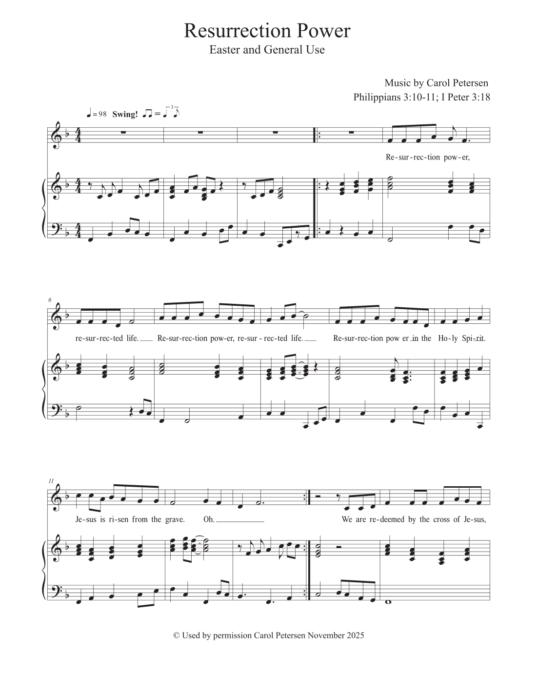 Resurrection Power (arr. Carol Petersen) by Carol Petersen Sheet Music ...