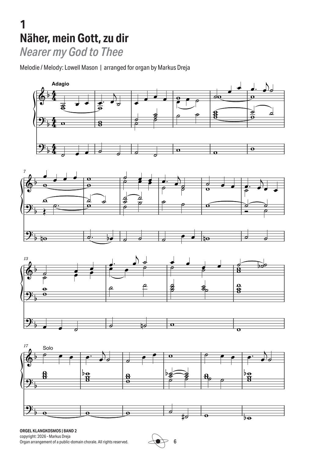Näher mein Gott zu dir (Nearer my god to thee) – Chorale Arrangement ...