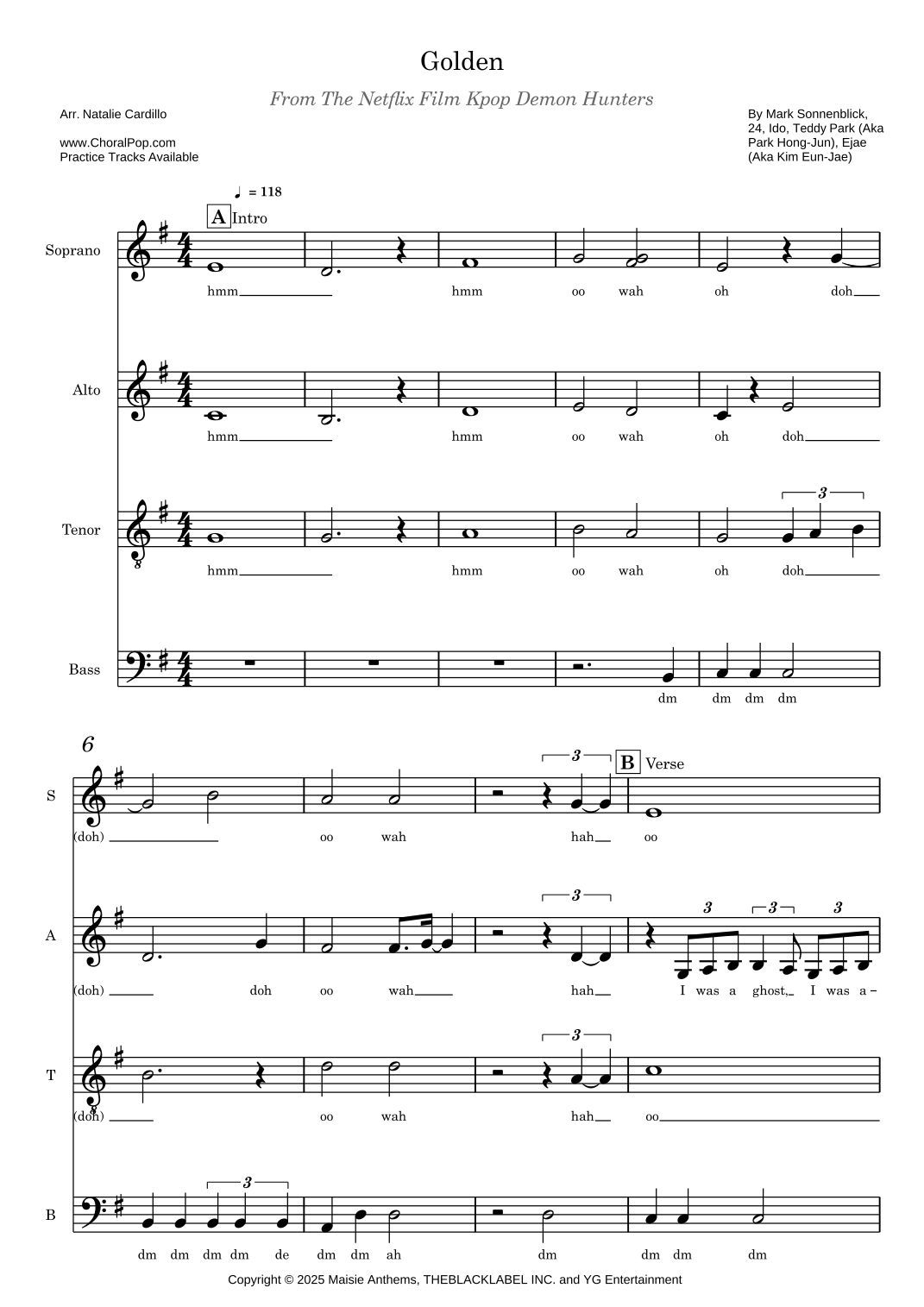 Golden (arr. Natalie Cardillo) by Huntr/X (Ejae, Audrey Nuna And Rei ...