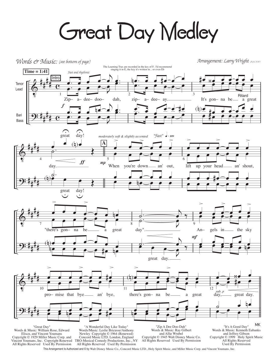 Medley: A Wonderful Day Like Today with Zip-A-Dee-Doo-Dah and It's A ...