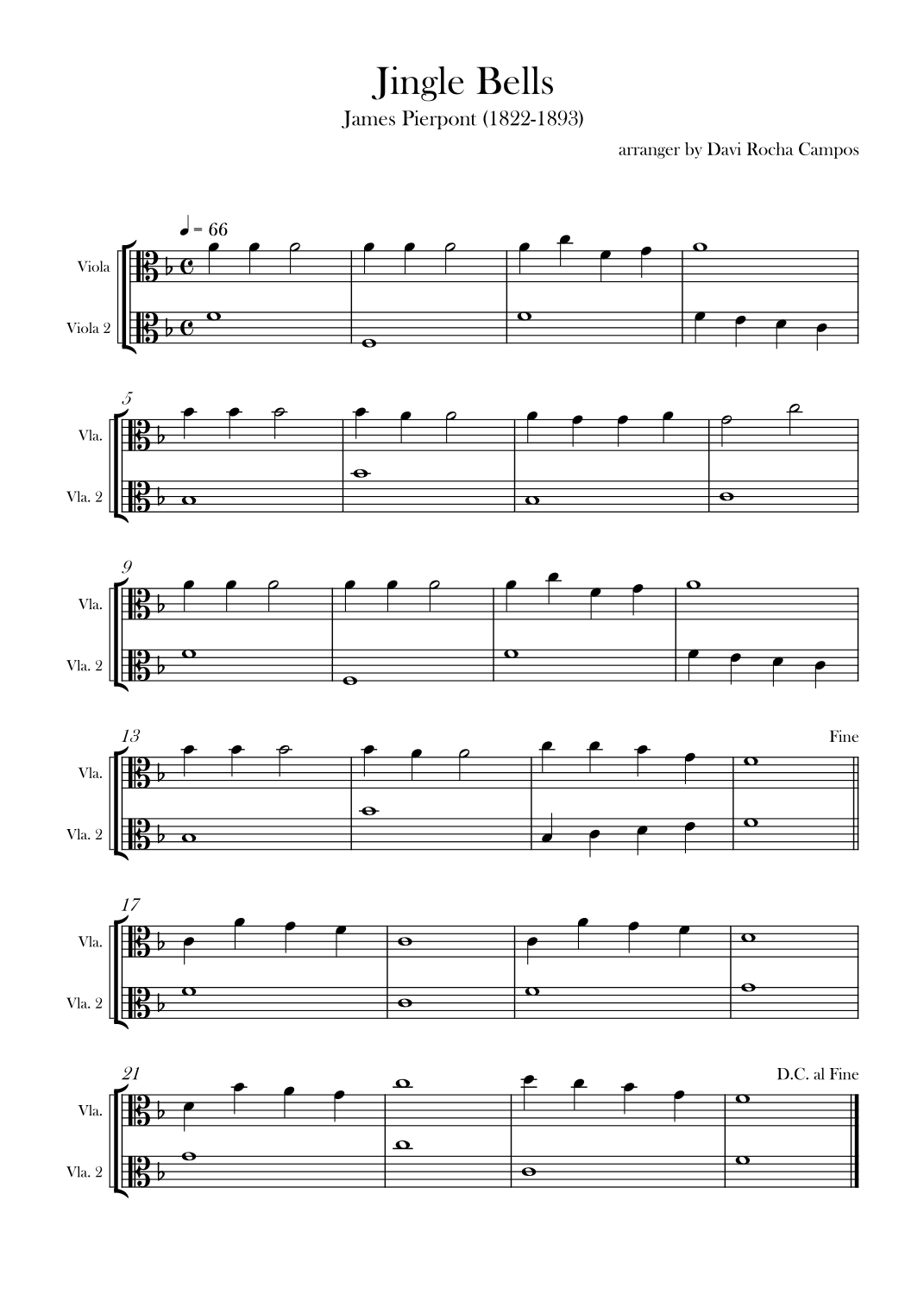 Jingle bells (arr. Davi Rocha Campos) by Davi Rocha Campos Sheet Music ...