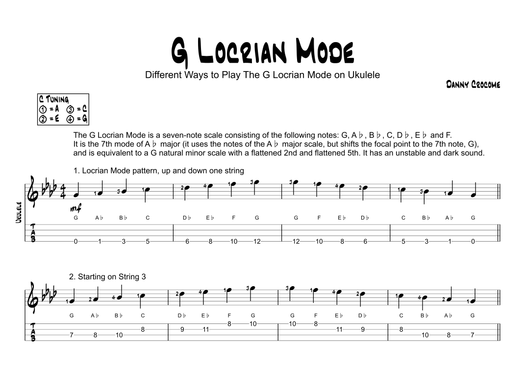 G Locrian Mode for Ukulele (Different Ways to Play) by Traditional ...