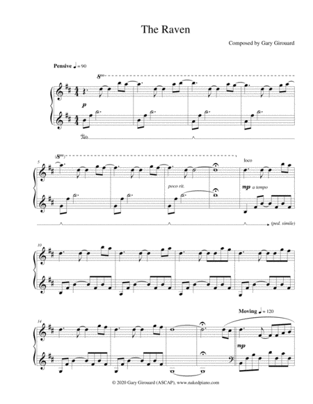 The Raven by Gary Girouard Sheet Music for Piano Solo at Sheet Music Direct