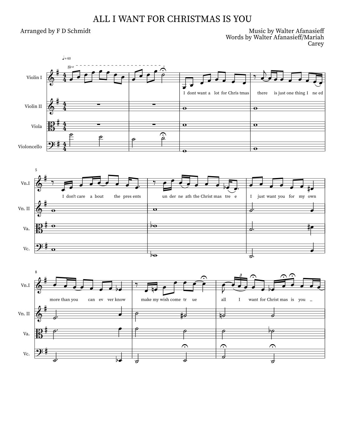 All I Want For Christmas Is You (arr. F D Schmidt) by Mariah Carey ...