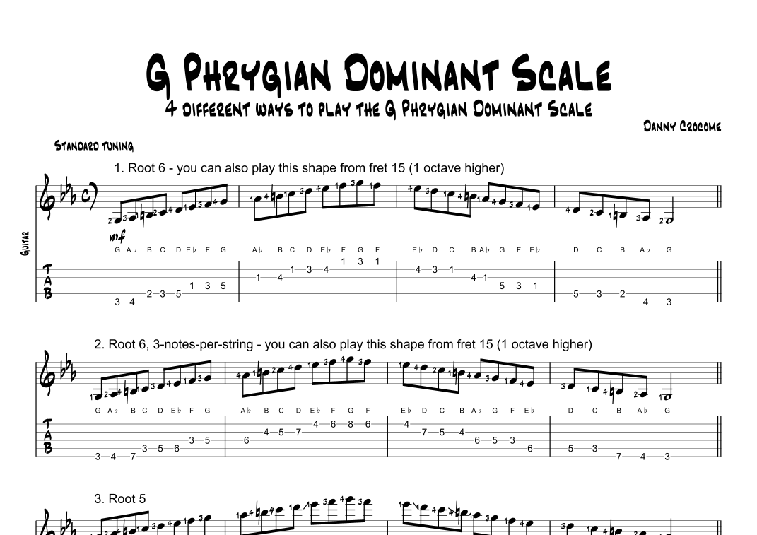 G Phrygian Dominant Scale (4 Ways to Play) by Traditional Sheet Music ...