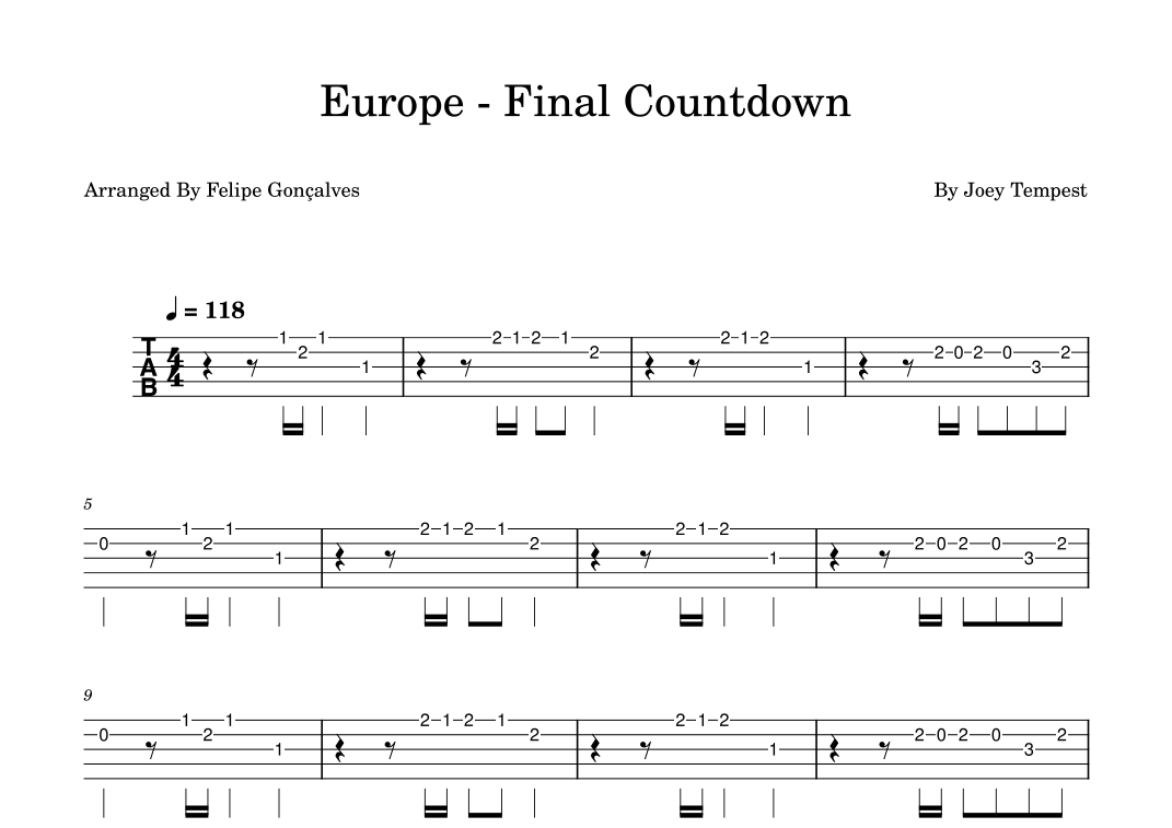Final Countdown (arr. Felipe Gonçalves) by Europe Sheet Music for Banjo ...