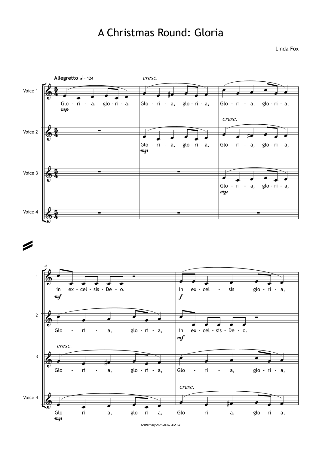Angel Alleluia - a Christmas Round by Linda Fox Sheet Music for SSAA Choir at Sheet Music Direct