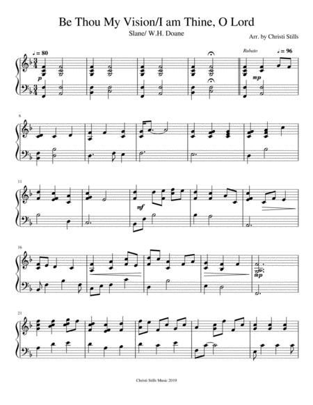 Be Thou My Vision/I am Thine O Lord (arr. Christi Stills) Sheet Music | Slane/W.H. Doane | Piano ...