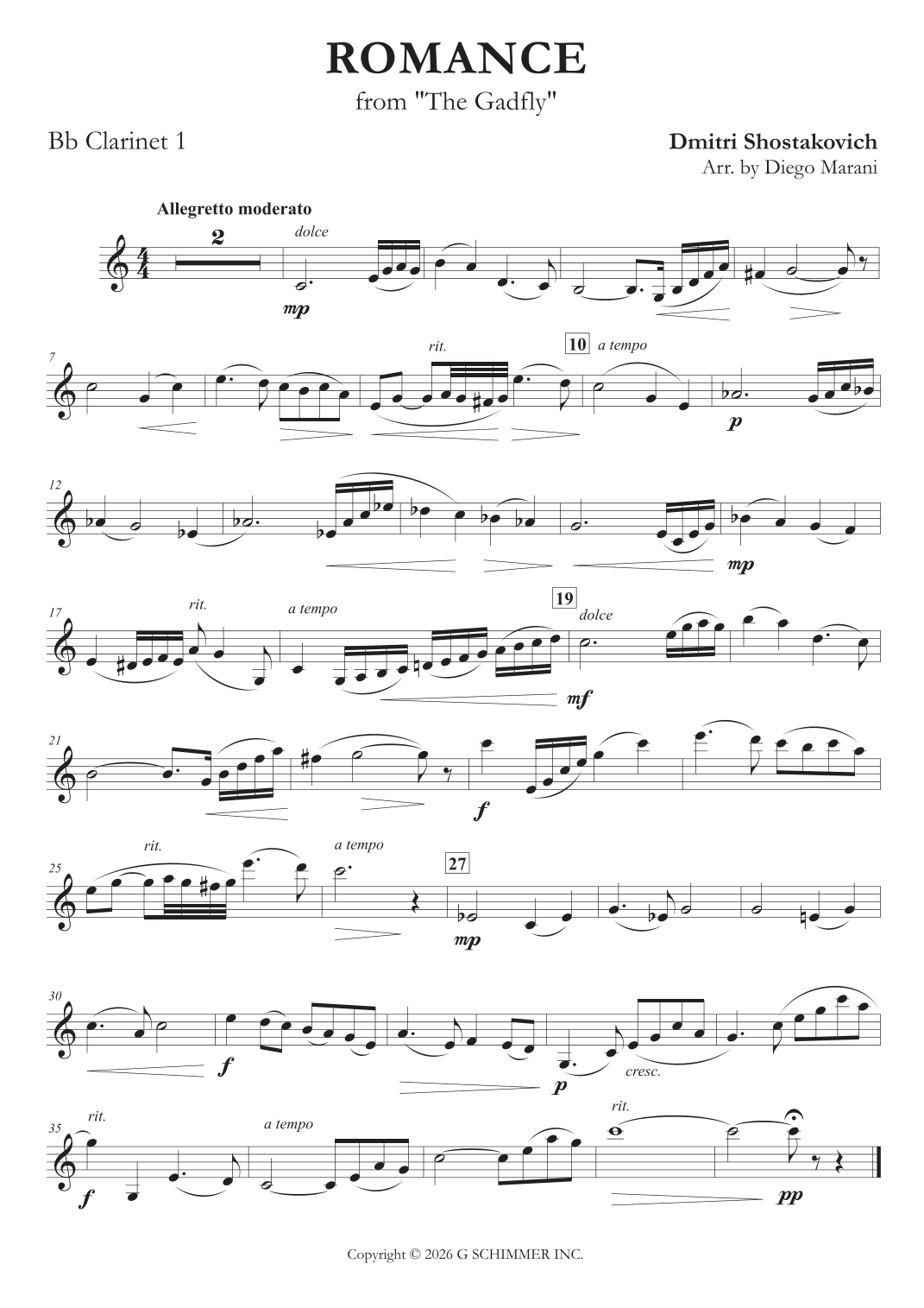 GADFLY (ARR. DIEGO MARANI) PAR DMITRI SHOSTAKOVICH PARTITIONS POUR ...