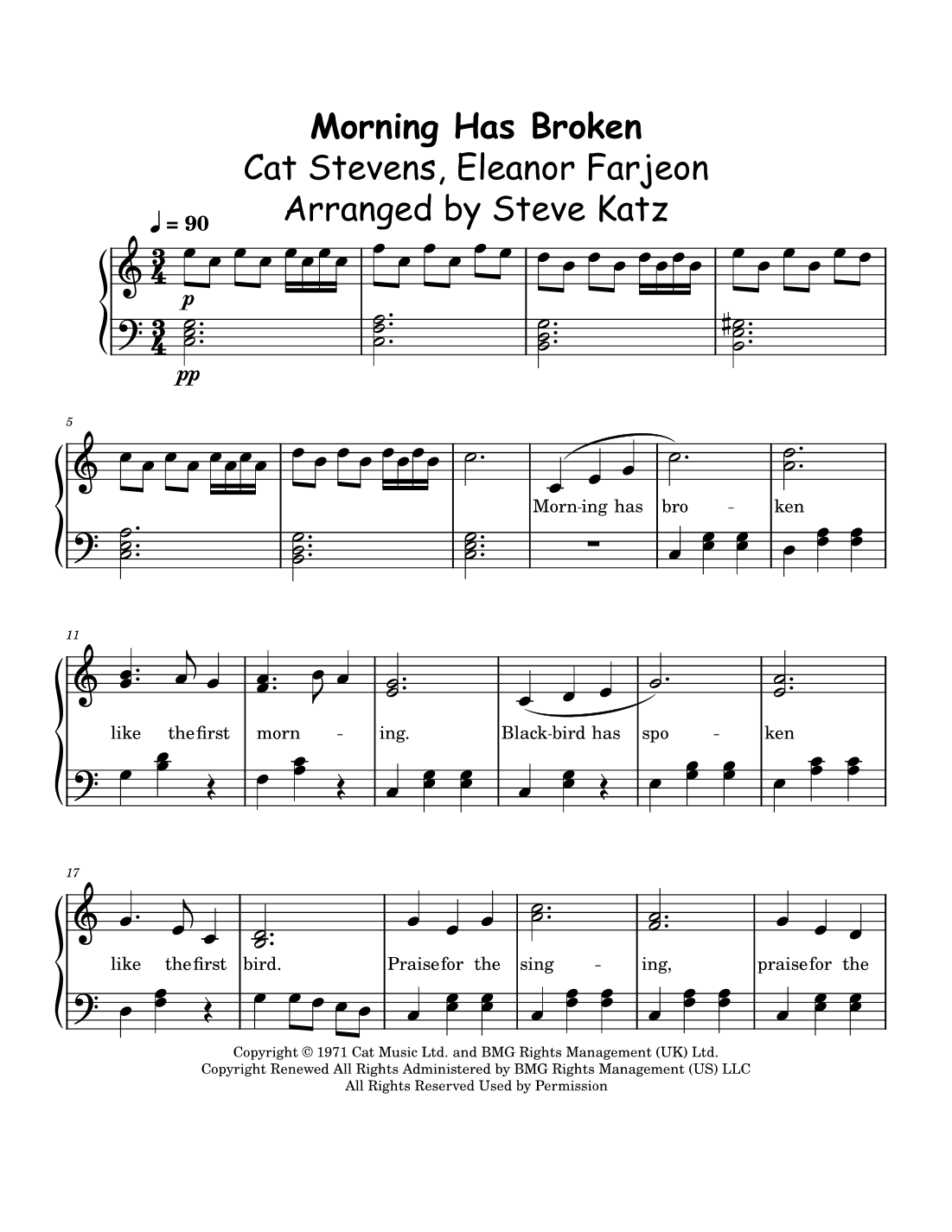 Morning Has Broken (arr. Steve Katz) by Cat Stevens Sheet Music for ...