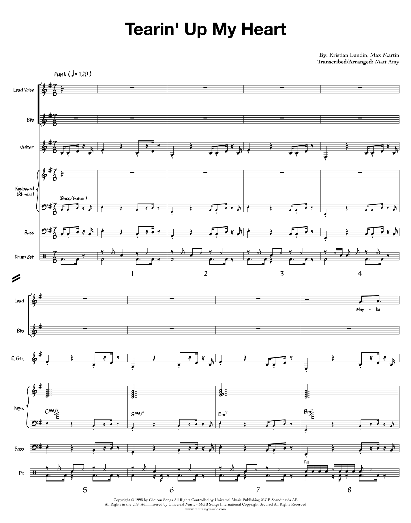 Tearin' Up My Heart (arr. Matt Amy) by 'N Sync Sheet Music for Jazz ...