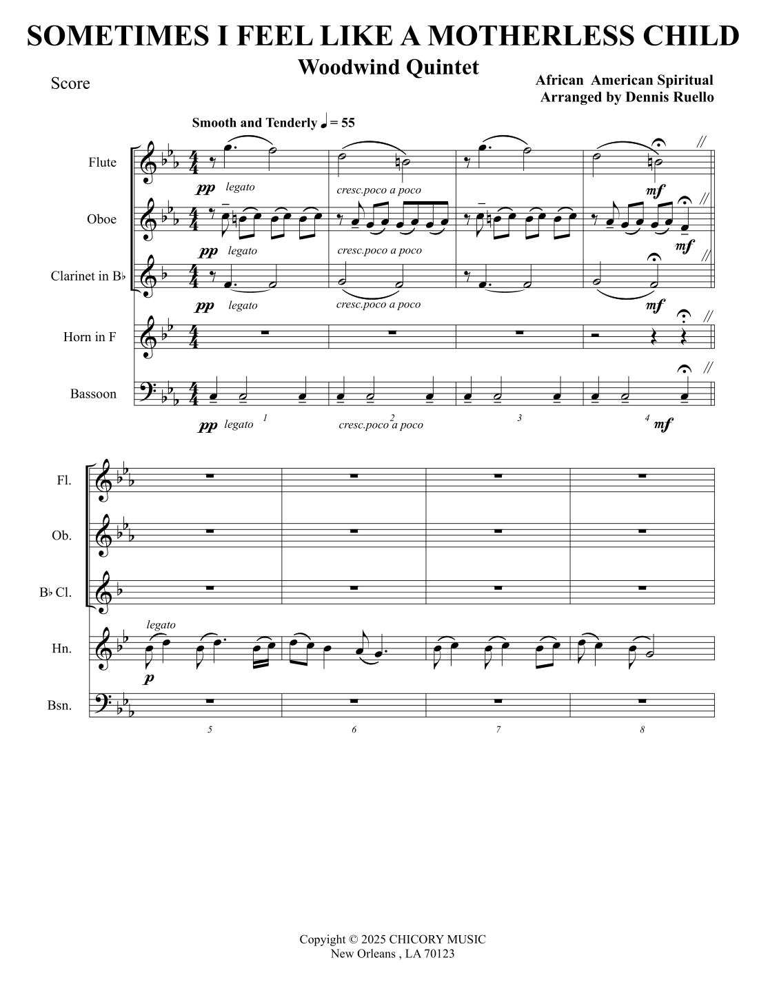 SOMETIMES I FEEL LIKE A MOTHERLESS CHILD - Woodwind Quintet - Adv ...