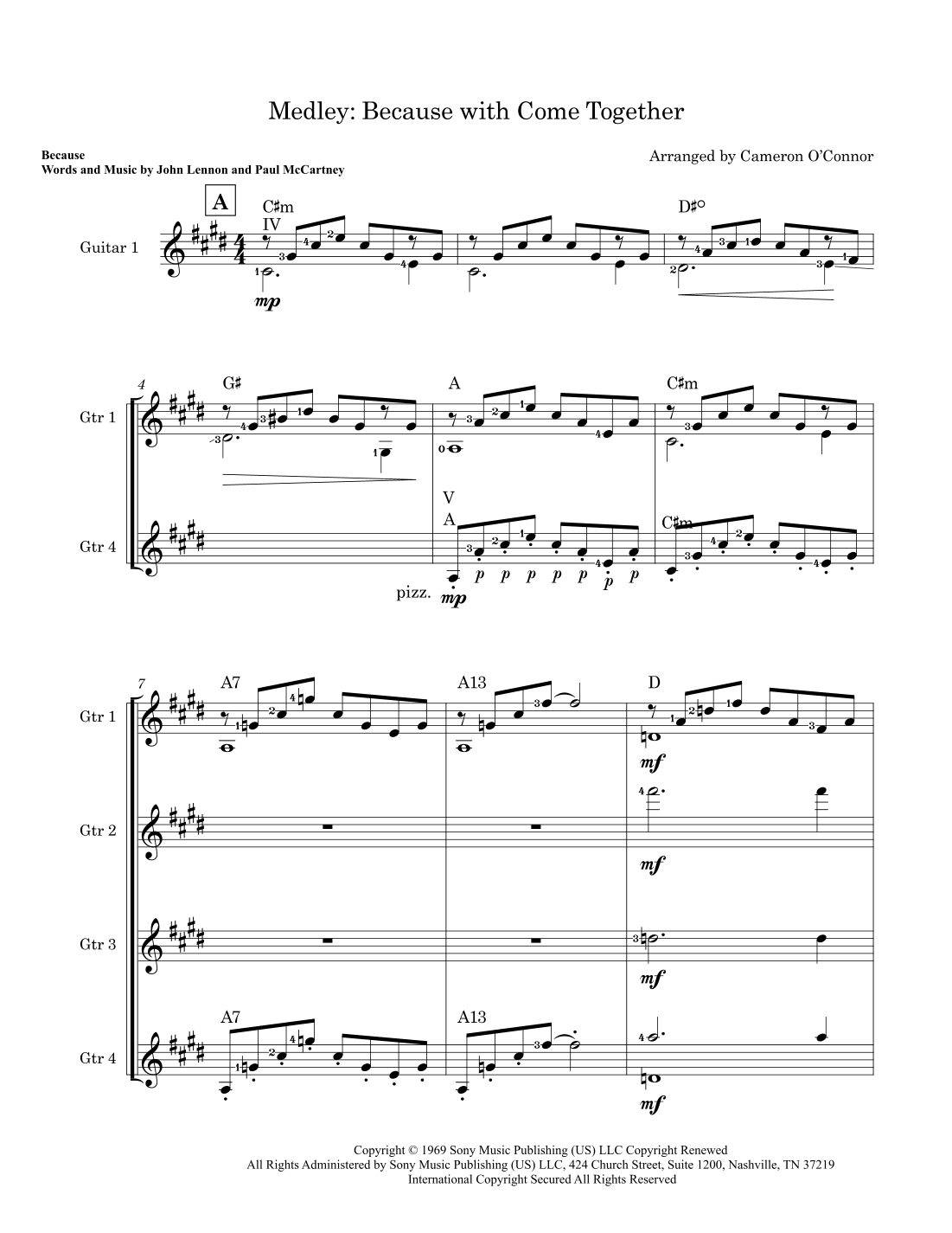 Medley: Because with Come Together (arr. Cameron O'Connor) by Cameron O ...