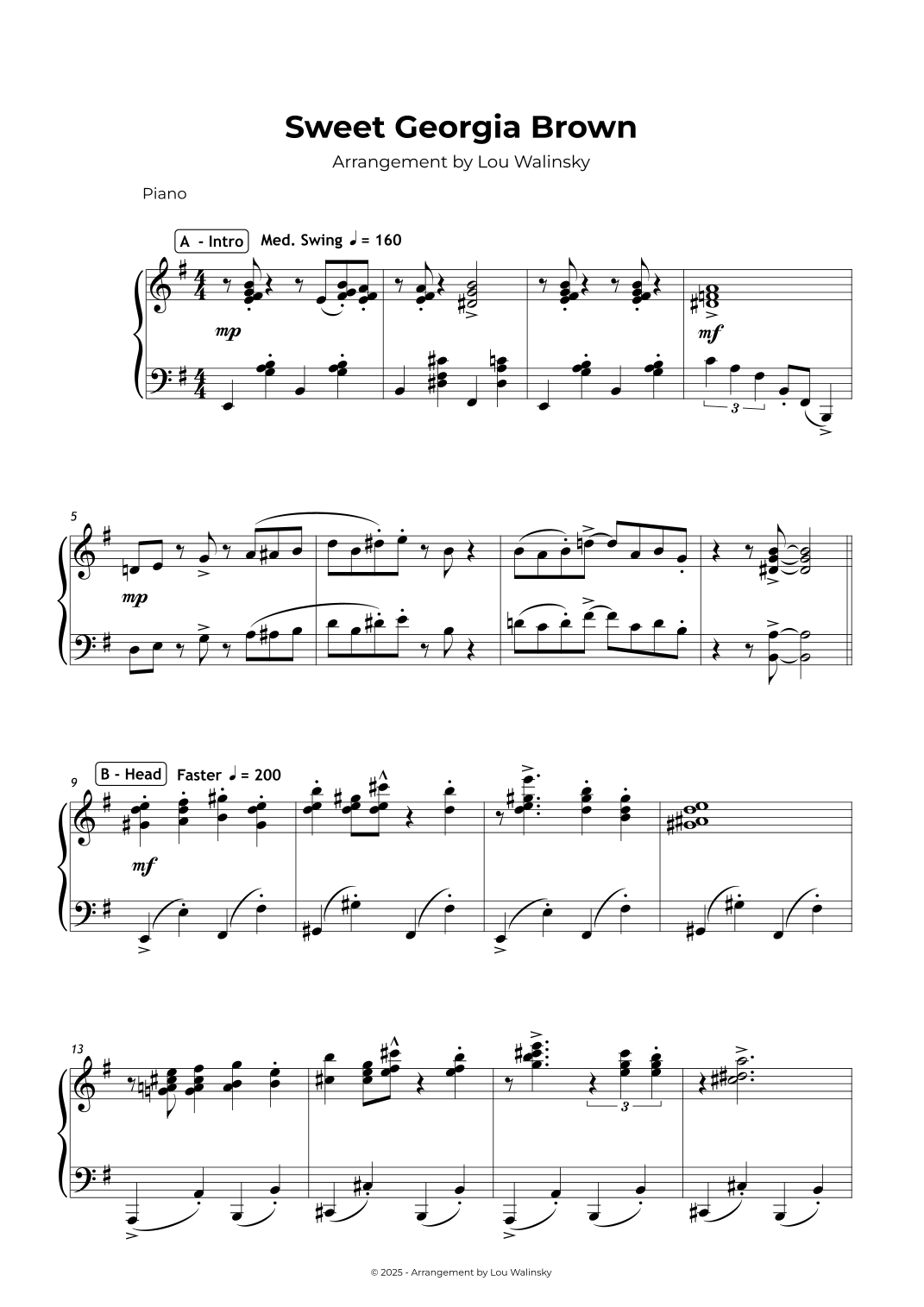 Sweet Georgia Brown (arr. Lou Walinsky) by Music: Ben Bernie and Maceo ...