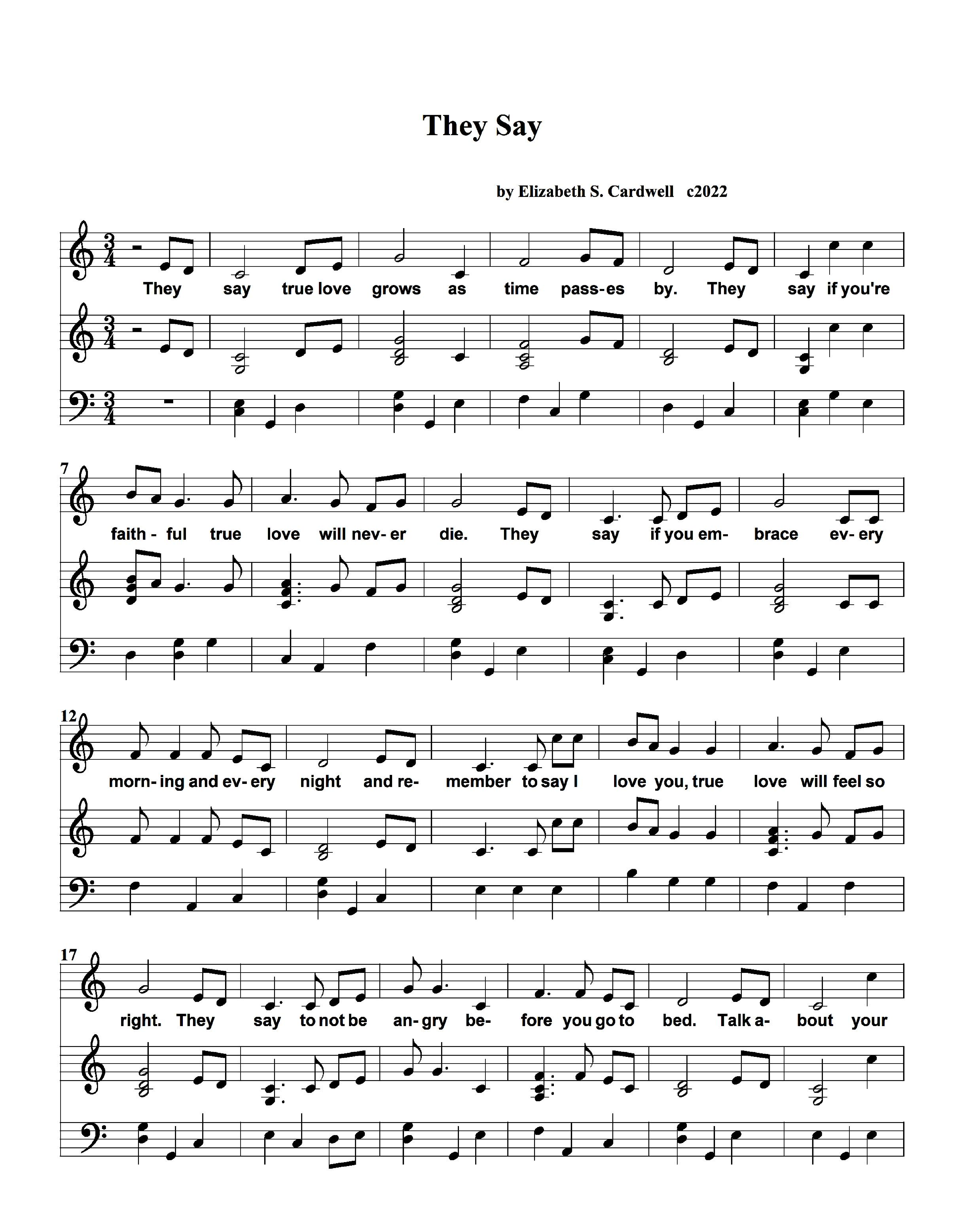 They Say Sheet Music | Elizabeth S. Cardwell | Piano & Vocal