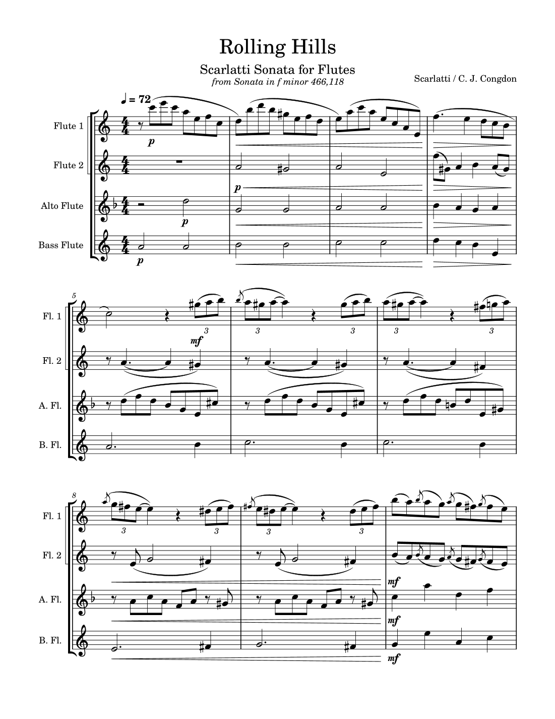 Rolling Hills. Scarlatti Sonata for Flutes (arr. C. J. Congdon) von ...