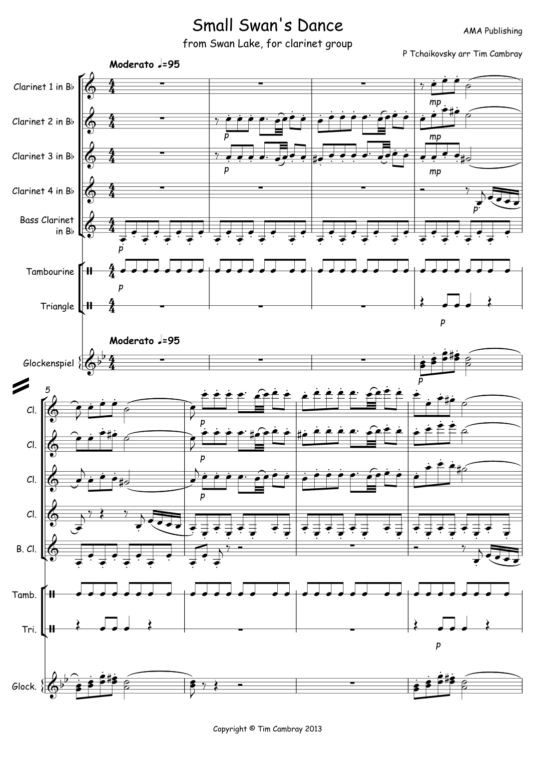 Small Swan's Dance - from Swan Lake - for clarinet group (arr. Tim ...