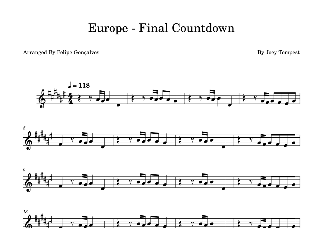 Final Countdown (arr. Felipe Gonçalves) by Europe Sheet Music for Oboe ...