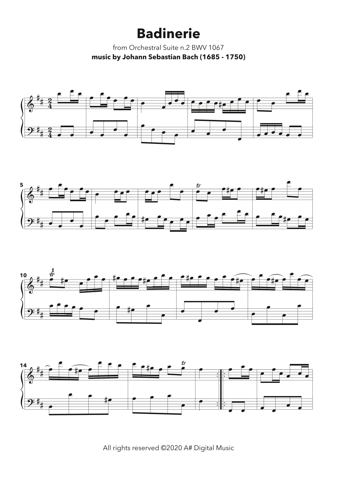 Badinerie (Orchestral Suite n.2 BWV 1067) (arr. A# Digital Music) Sheet ...