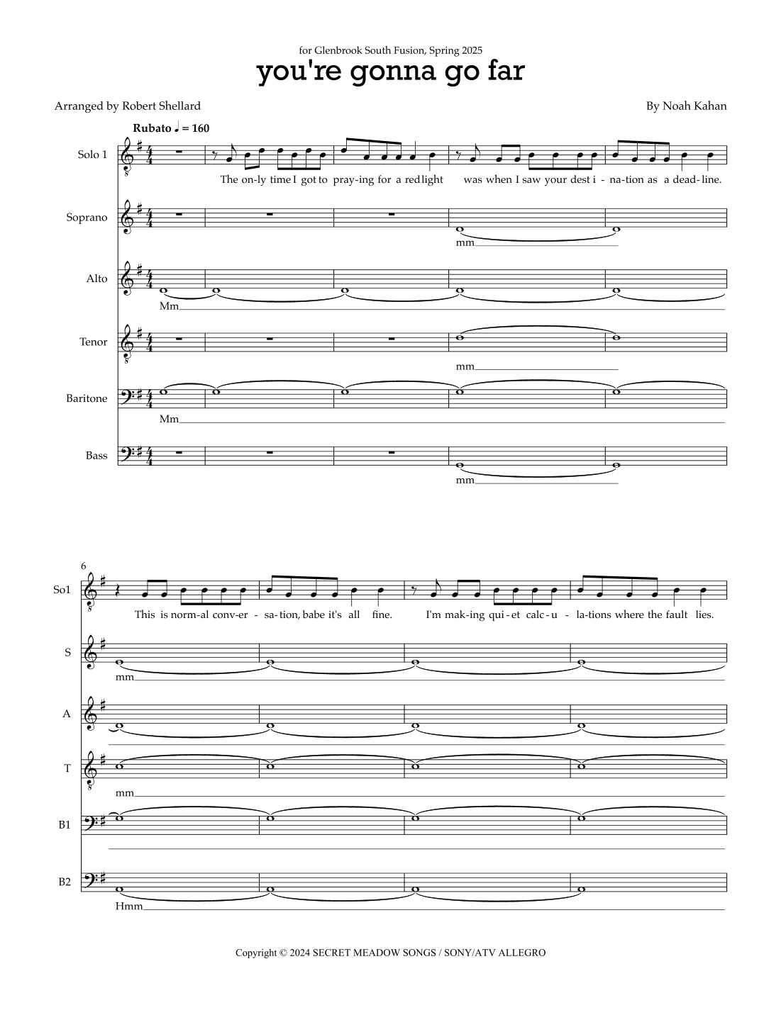 You're Gonna Go Far (arr. Robert Shellard) by Noah Kahan Sheet Music ...