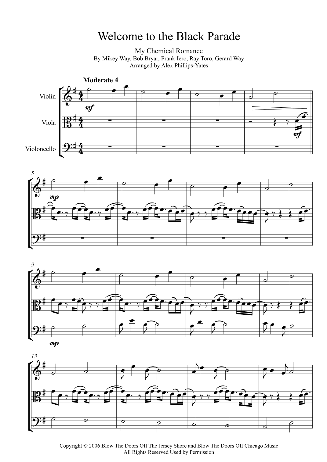Welcome To The Black Parade (arr. Alex Phillips-Yates) by My Chemical ...