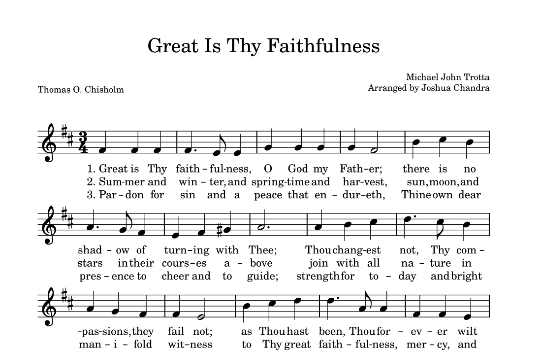 Great Is Thy Faithfulness (arr. Joshua Chandra) by Thomas O. Chisholm ...