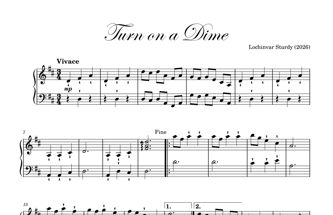 Turn on a Dime by Lochinvar Sturdy Sheet Music for Piano Solo at Sheet ...