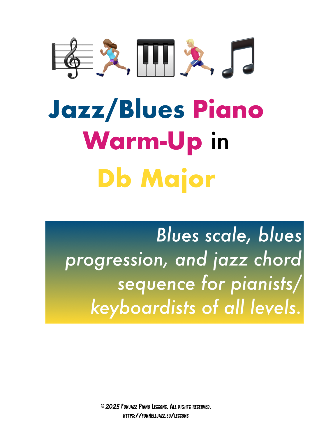 Jazz/Blues Piano Warm-Up in Db Major by FunJazz Piano Lessons Sheet ...
