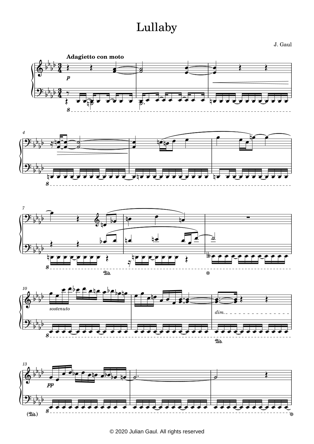 Lullaby for Piano by lullabycomposer Sheet Music for Piano Solo at ...