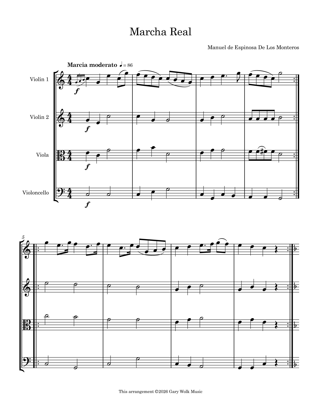 Marcha Real (National Anthem Of Spain) (arr. Gary Wolk) by Manuel de ...