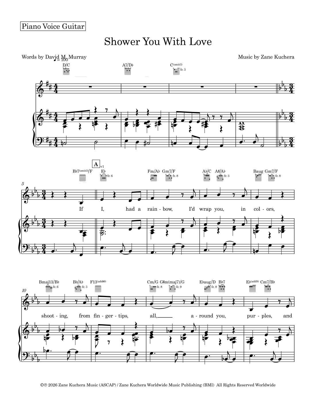 Shower You With Love by Zane Kuchera Sheet Music for Piano, Vocal ...