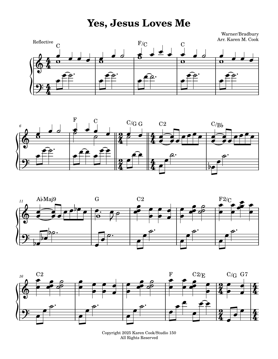 Yes, Jesus Loves Me (arr. Karen Cook) by Warner/Bradbury Sheet Music ...