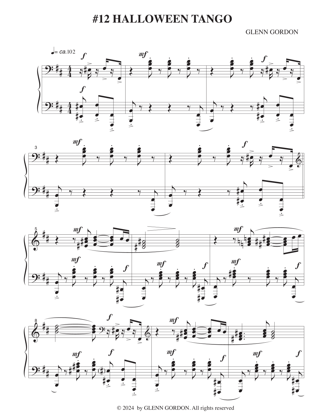 Halloween Tango by Glenn Gordon Sheet Music for Piano Solo at Sheet ...