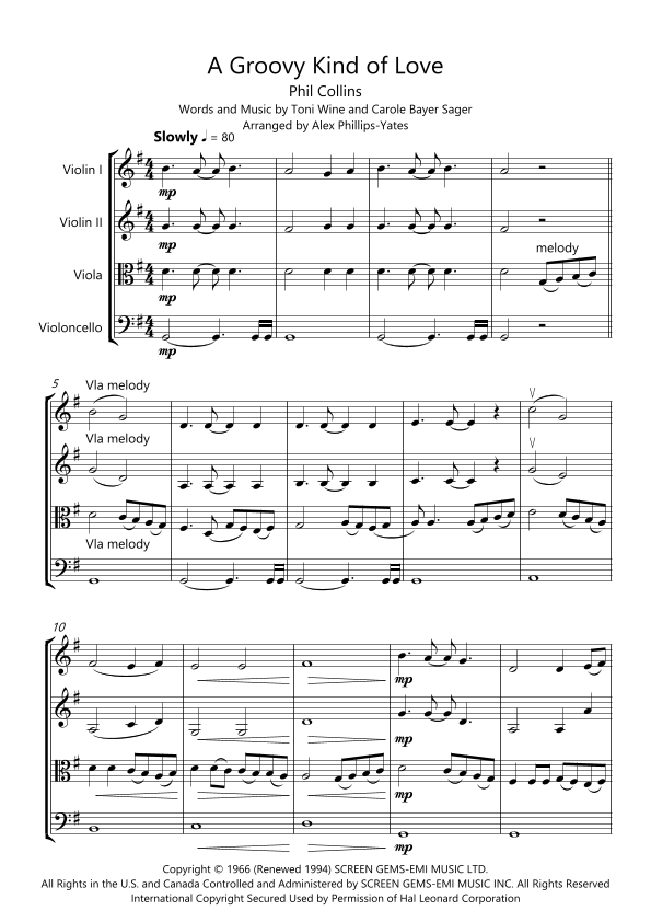 A Groovy Kind Of Love (arr. Alex Phillips-Yates) by Phil Collins Sheet ...